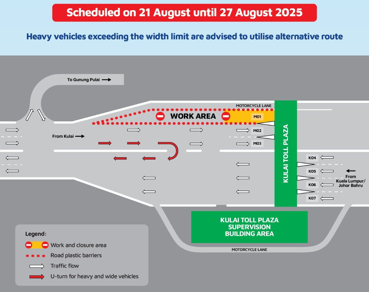 LANE DIVERSION AT KULAI TOLL PLAZA ENTRY LANE: PLUS TO IMPLEMENT ...